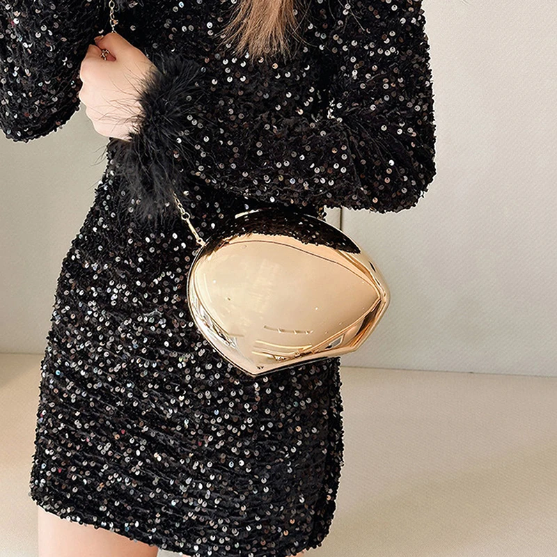 Metallic Acrylic Goose Egg Shape Bag Luxury Clutch Purse Mini Women's ...