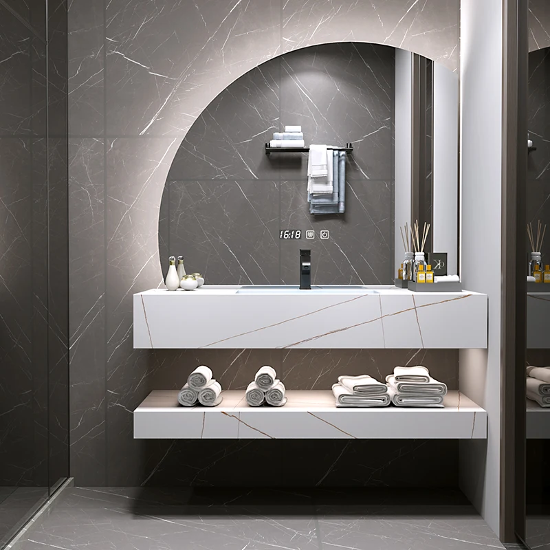 Home-Hotel-Light-Luxury-Double-Layer-Rock-Plate-Bathroom-Cabinet-Wash ...