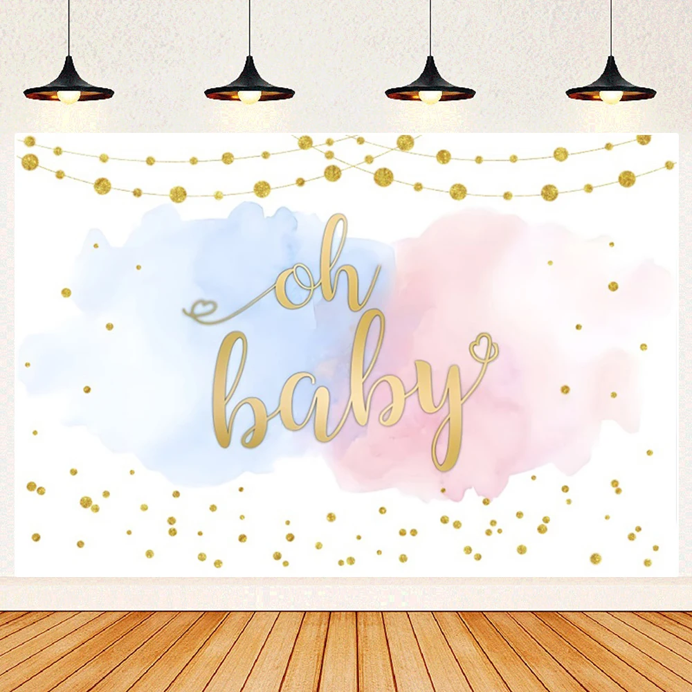 Baby-Shower-Background-Gold-Text-Pink-Blue-Flash-String-Ink-Child-1st ...