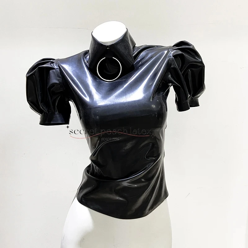 Top-b-sico-de-manga-corta-para-mujer-manga-de-burbuja-de-l-tex-estilo ...