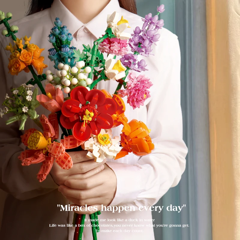 Eternal-Flower-Romantic-Roses-Wildflower-Bouquet-Brick-Blocks ...