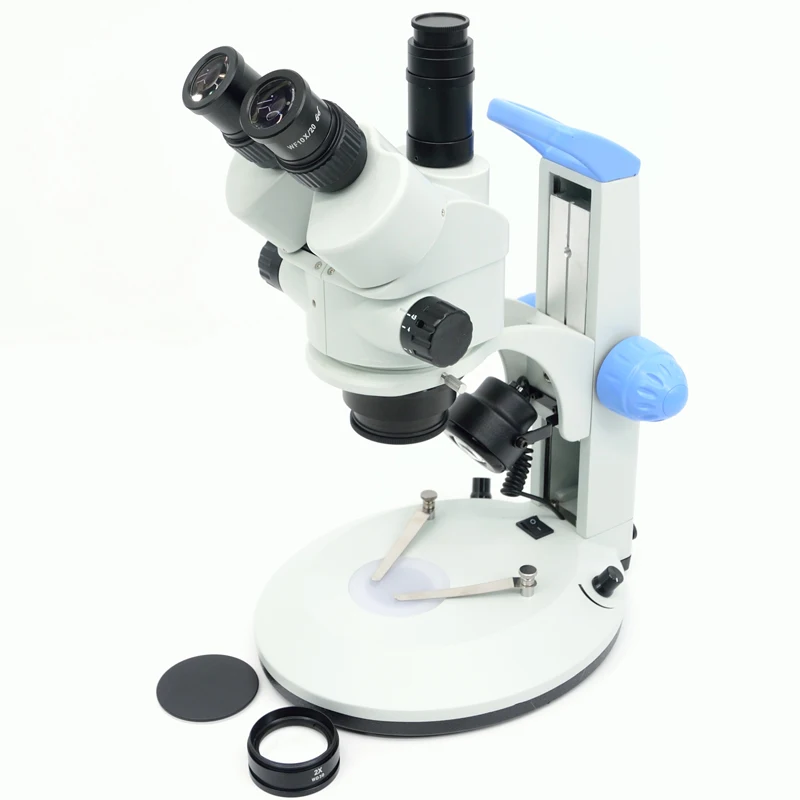 Stereo Zoom Simul Focal Microscope 7X 90X Small Track Stand Trinocular ...