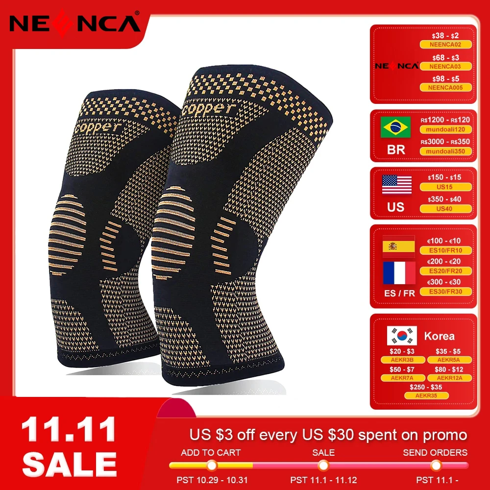 Copper Knee Braces Knee Compression Sleeves Support Knee Pads For Men ...