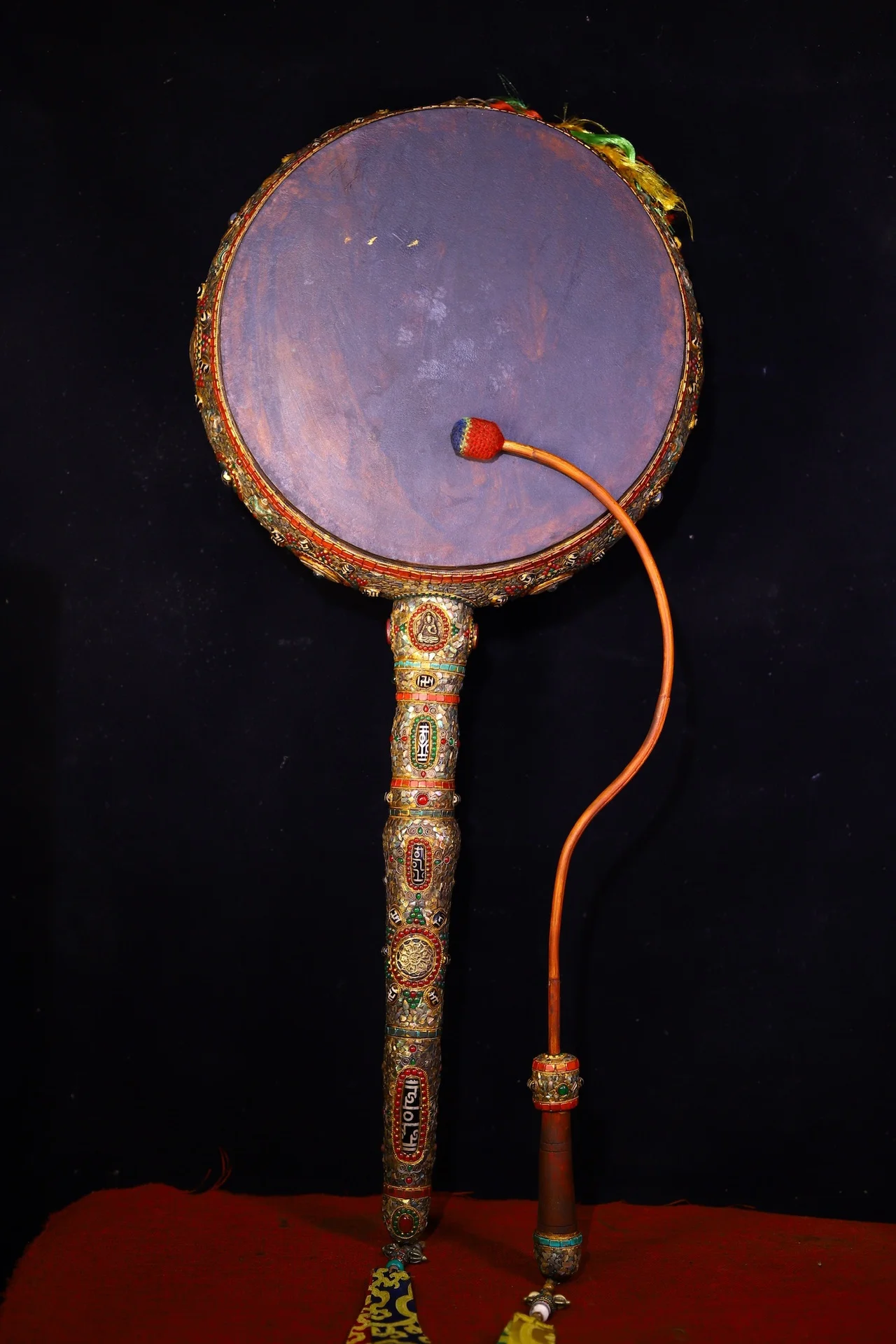 35-Tibetan-Temple-Collection-Old-Damaru-Dharma-Drum-Drum-Mosaic-Gem-gZi ...