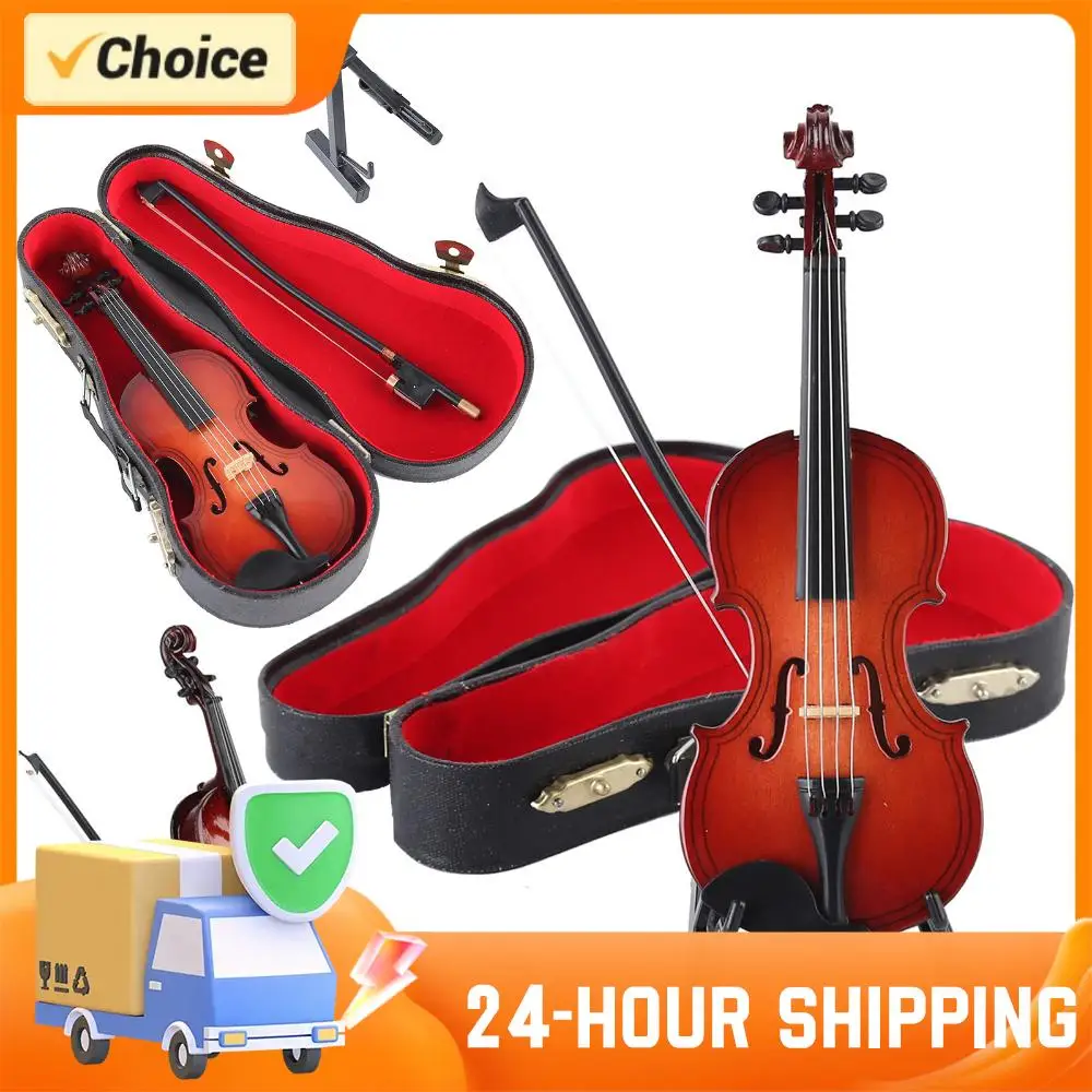 Mini Violin Prop Wooden Musical Instrument Decoration Handmade Desktop ...