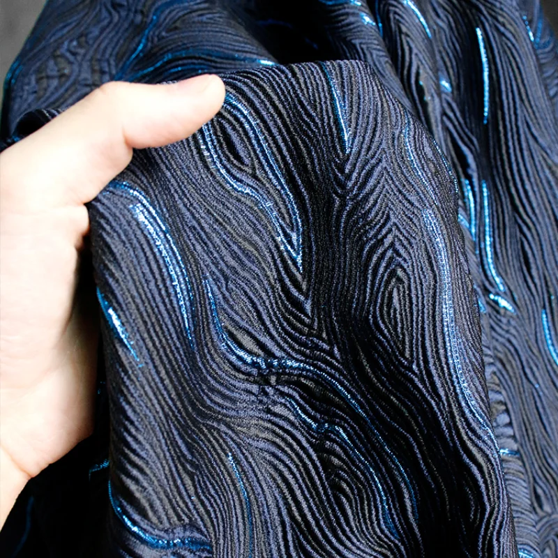 Jacquard Fabric Dark Blue Stripe Vintage Texture Top Pants Clothing ...