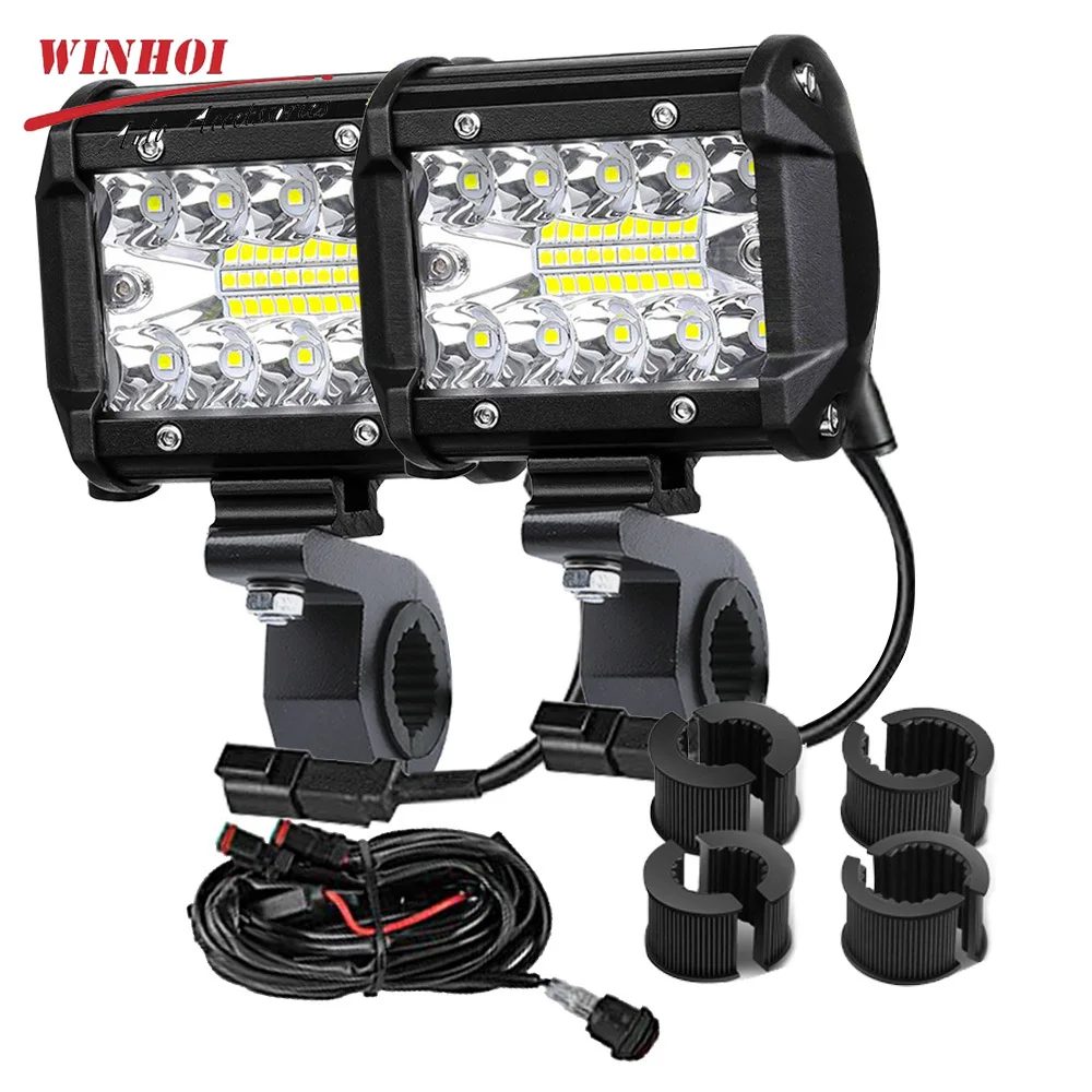 4Inch-60W-Led-Light-Bar-Driving-Wiring-Harness-Switch-Kit-ATV-Offroad ...