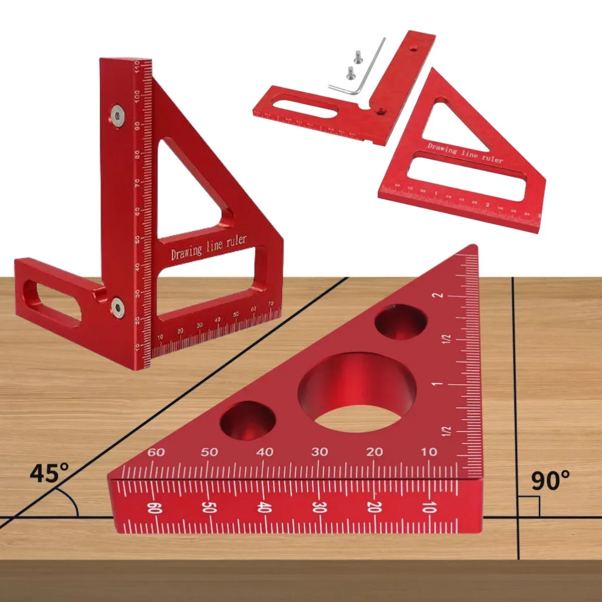 2Pcs-Carpenter-Square-Kit-Woodworking-Square-Protractor-Miter-Triangle ...