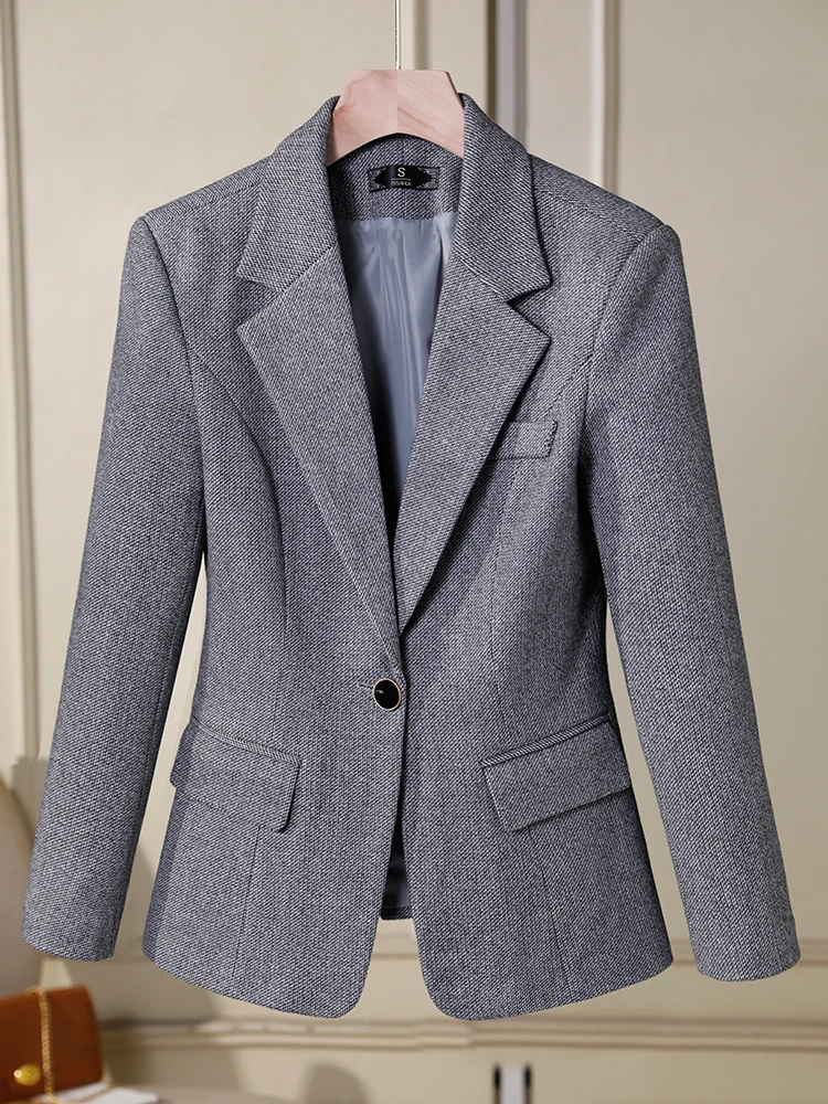 Blazer-Formal-para-mujer-chaqueta-ajustada-de-manga-larga-con-un-solo ...