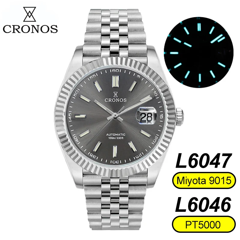 Cronos L6047M Mechanical Watches New 40mm PT5000 Miyota 9015 Movement ...