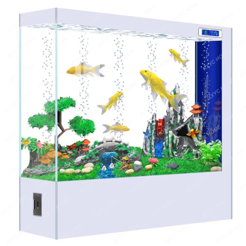 Super-White-Glass-Square-Fish-Tank-Entrance-Subareas-Screens-Living ...