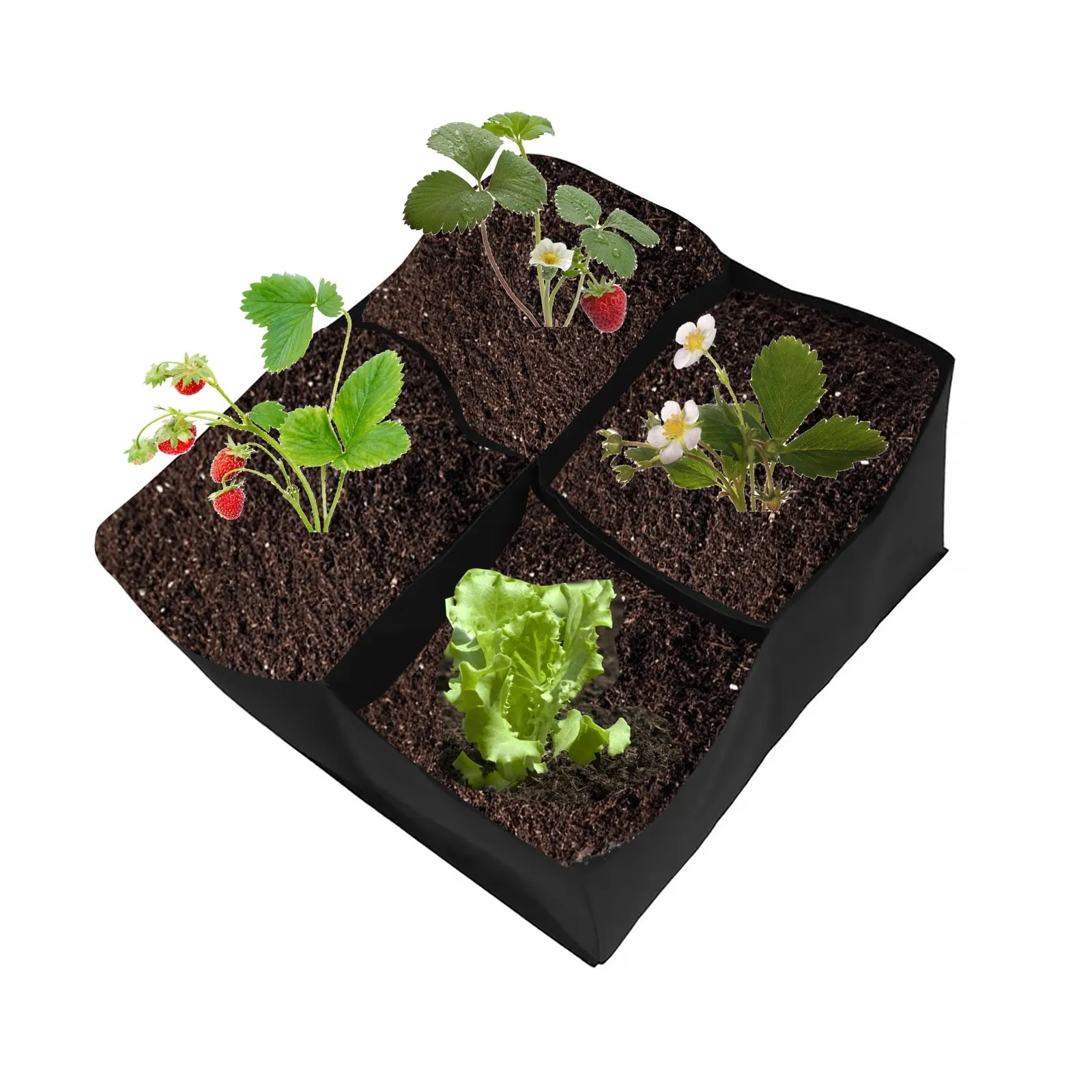 Raised-Garden-Bed-4-Pockets-Breathable-Rectangle-Fabric-Container ...