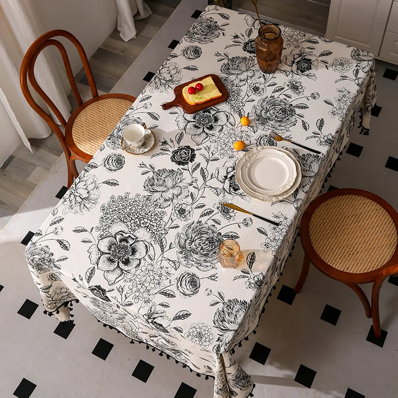 Table-Cloth-Cotton-and-Hemp-Rose-Printing-Light-Luxury-American-Style ...