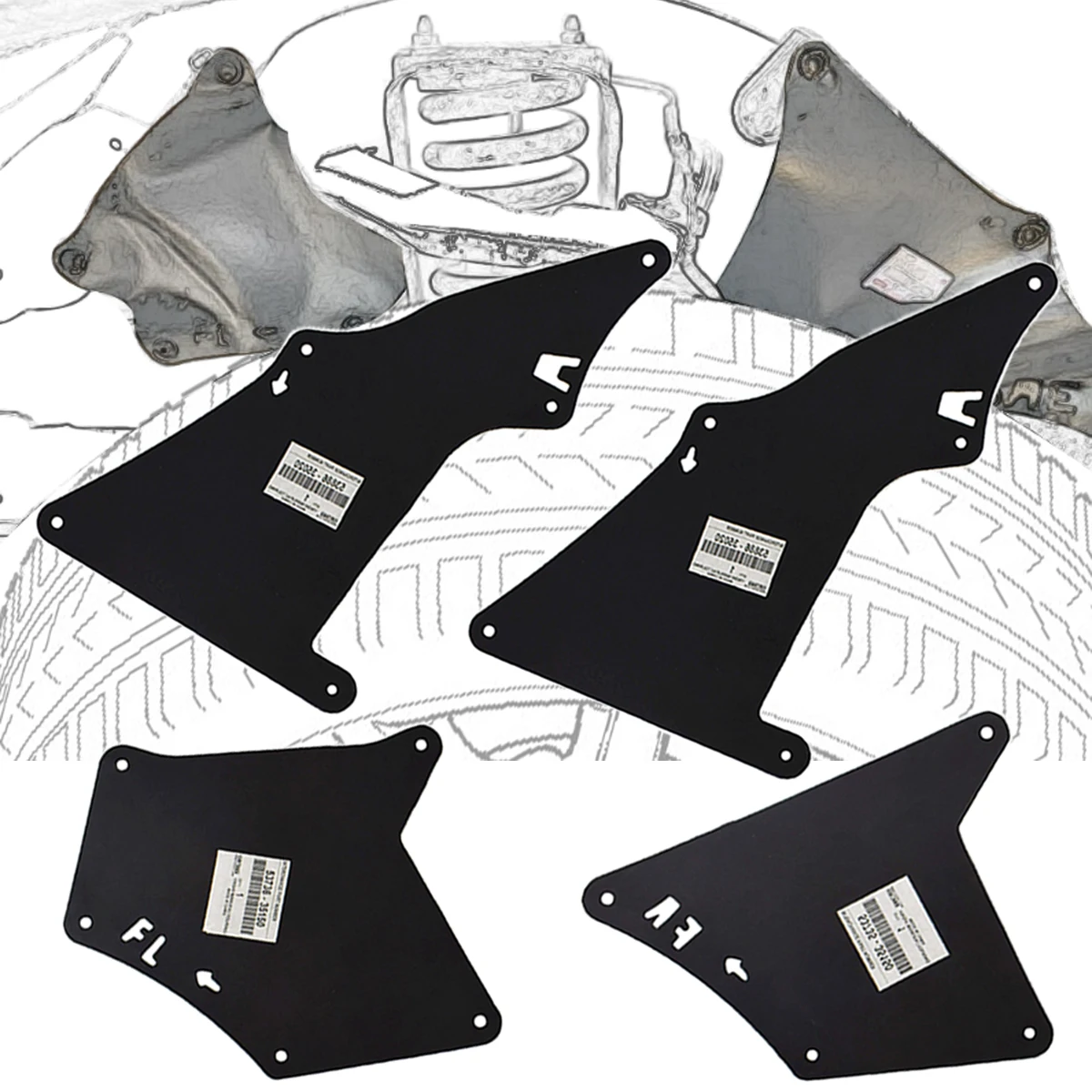 4-Pcs-Front-Rear-Splash-Mud-Flaps-Fender-mud-guards-Inner-Seals-Panel ...