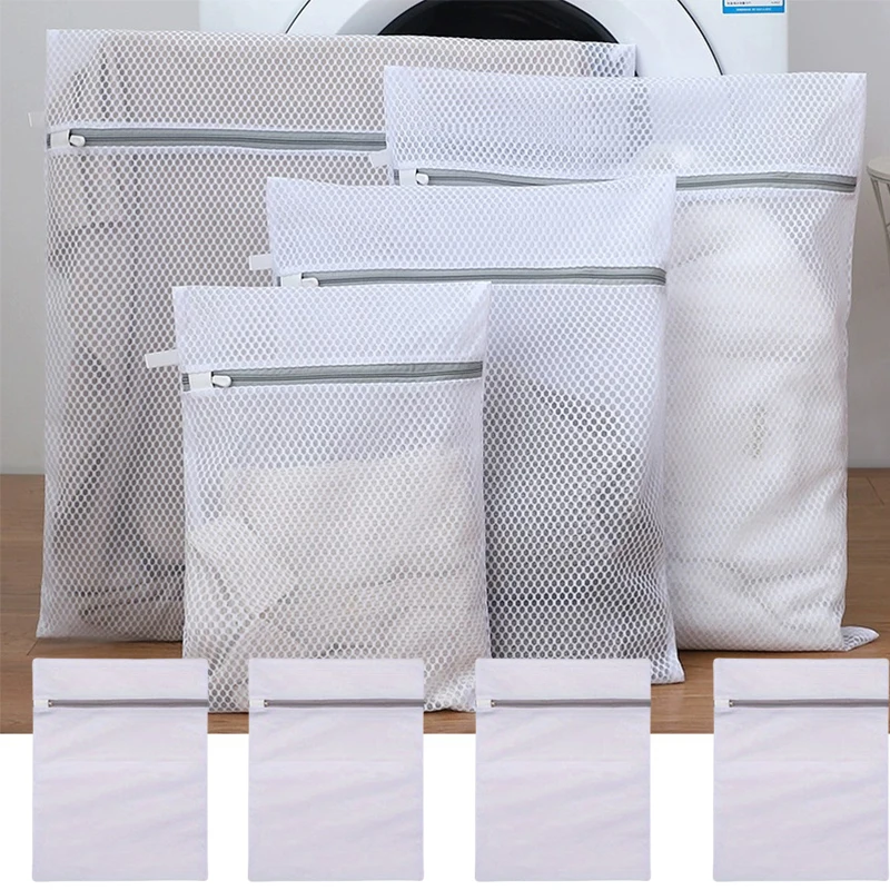 10/5Pcs Mesh Laundry Bags with Non Rust Zipper, White Laundry Bags Mesh ...