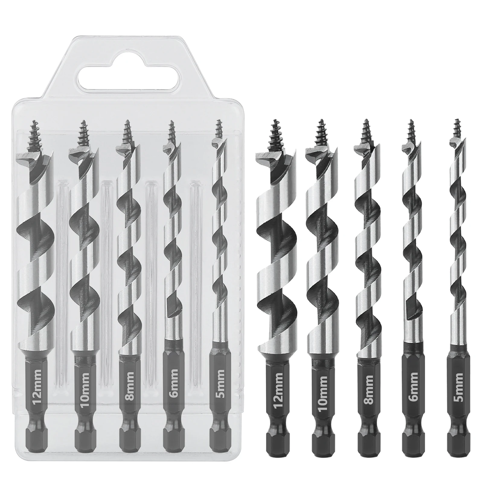 Free-Shipping-5Pcs-5-6-8-10-12mm-Woodworking-Ship-Auger-Drill-Bits-1-4 ...