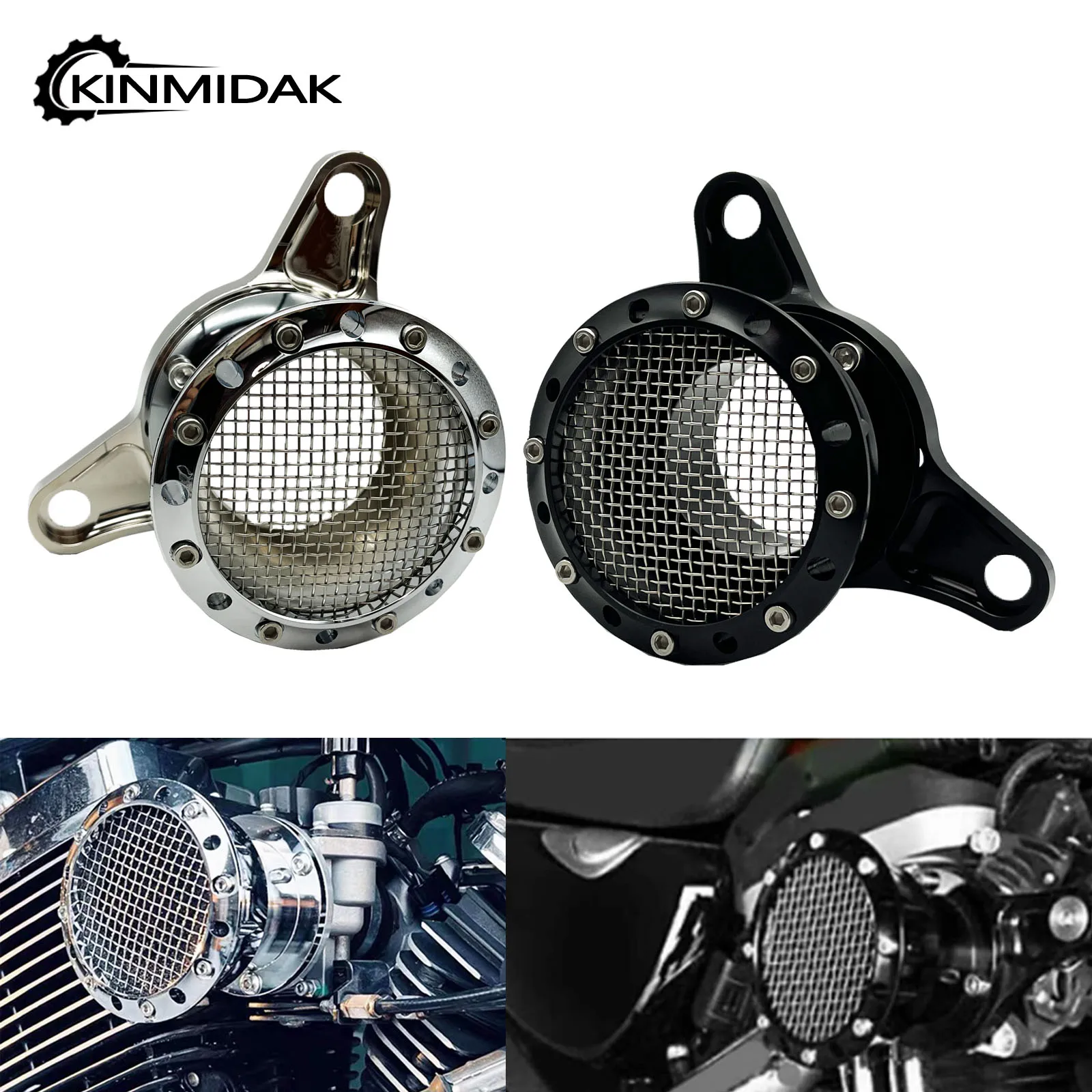Motorcycle-Velocity-Stack-Air-Cleaner-Air-Filter-Intake-Black-Chrome ...