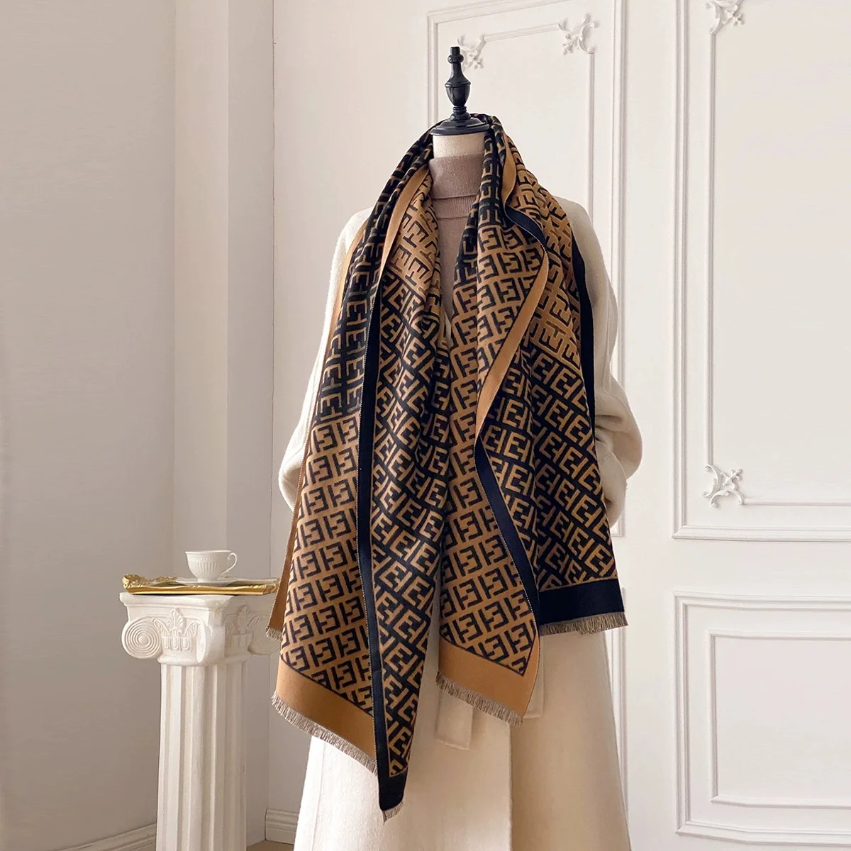 2025 New Luxury Brand Women Two-Sided Print Scarf Soft Warm Pashmina ...