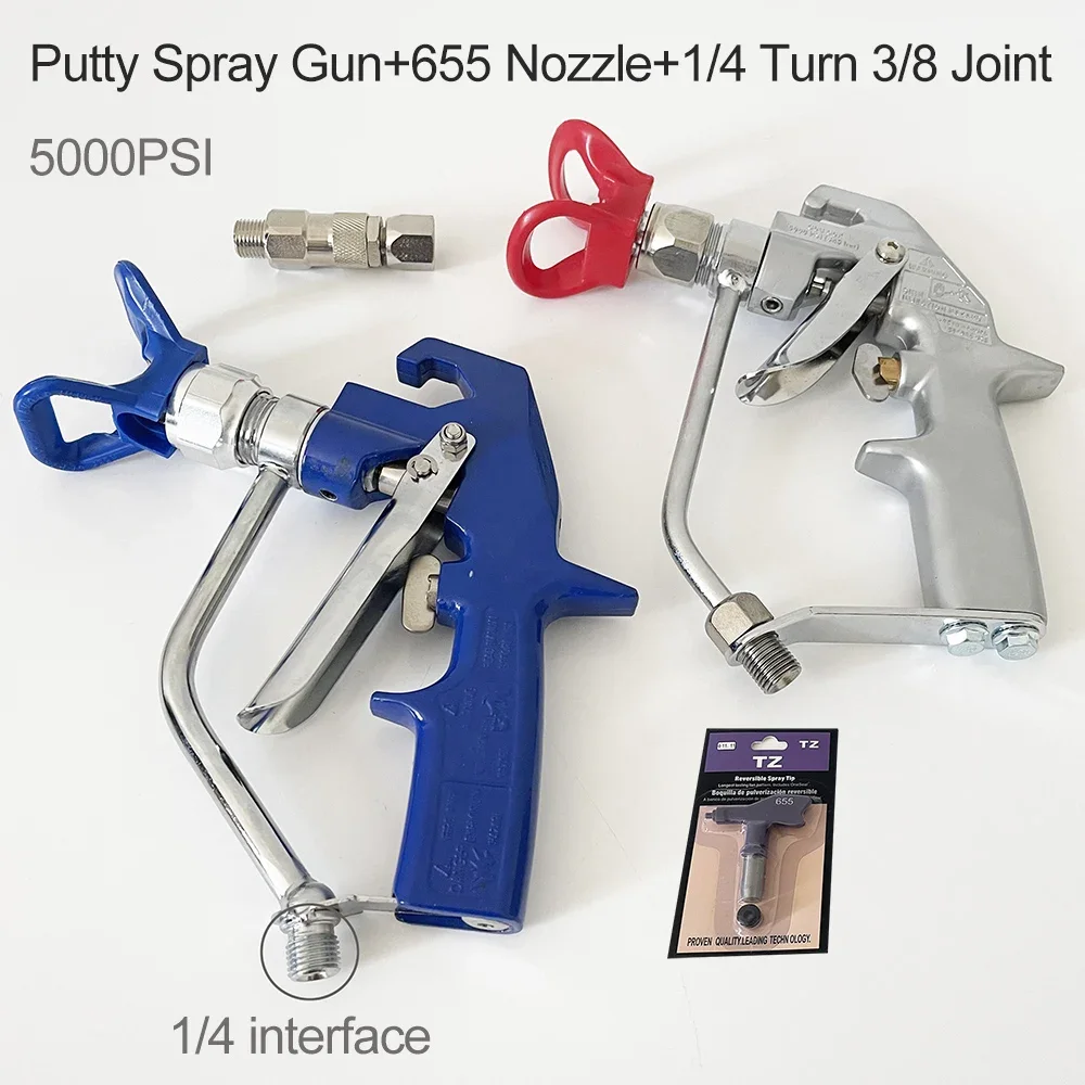 Airless Paint Putty Spray Gun 360 ° Rotary Joint 655 Nozzle 1/4 Turn 3/ ...