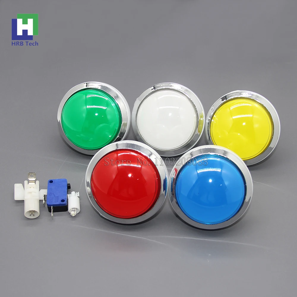 10pcs-60MM-Chrome-Plated-Silver-Arcade-Illuminated-Push-Button-Switch-Button-12V-Led-Start ...