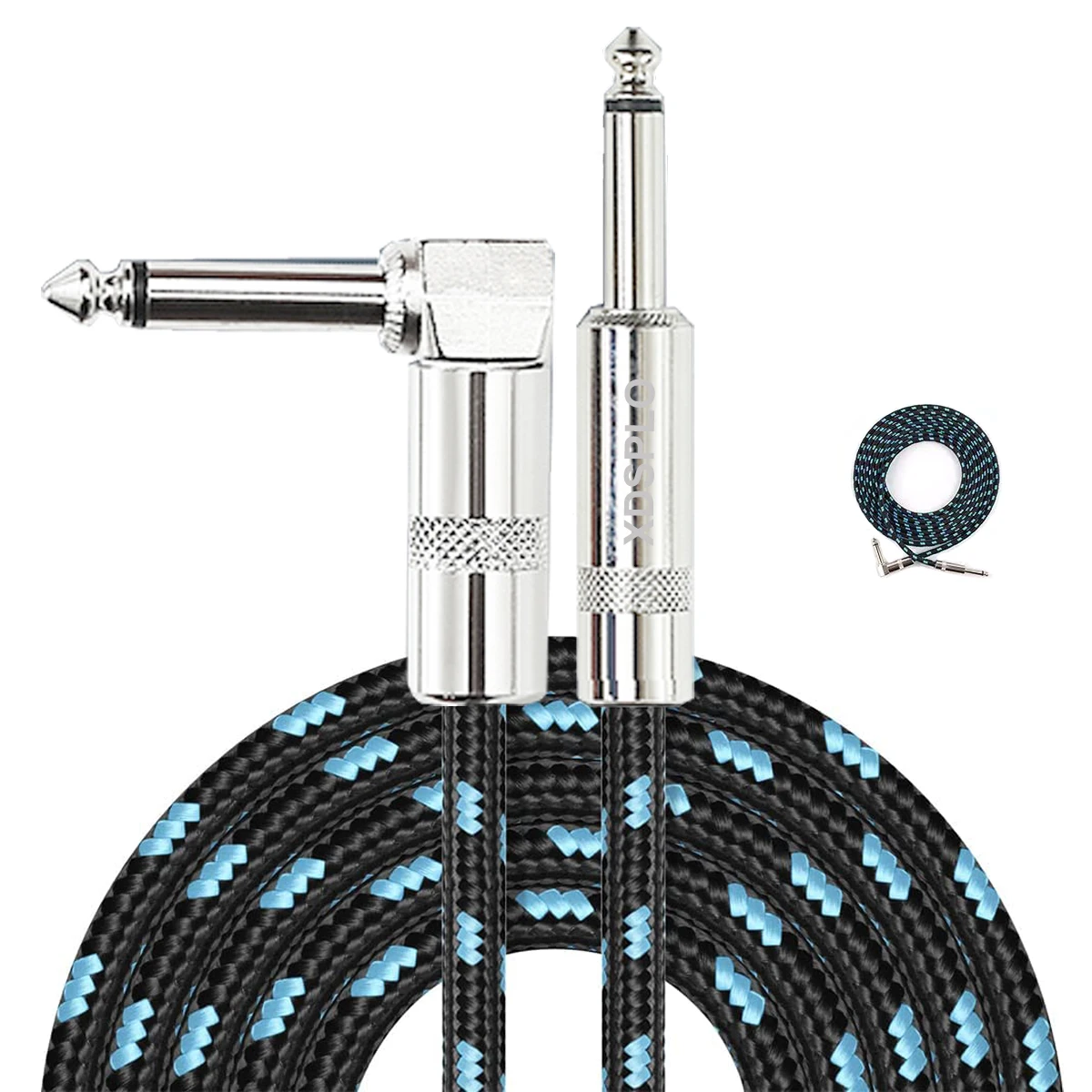 Electric-Guitar-Cable-Braided-1-4-ft-Jack-90-Degree-TS-6-5mm-Audio-Mono ...