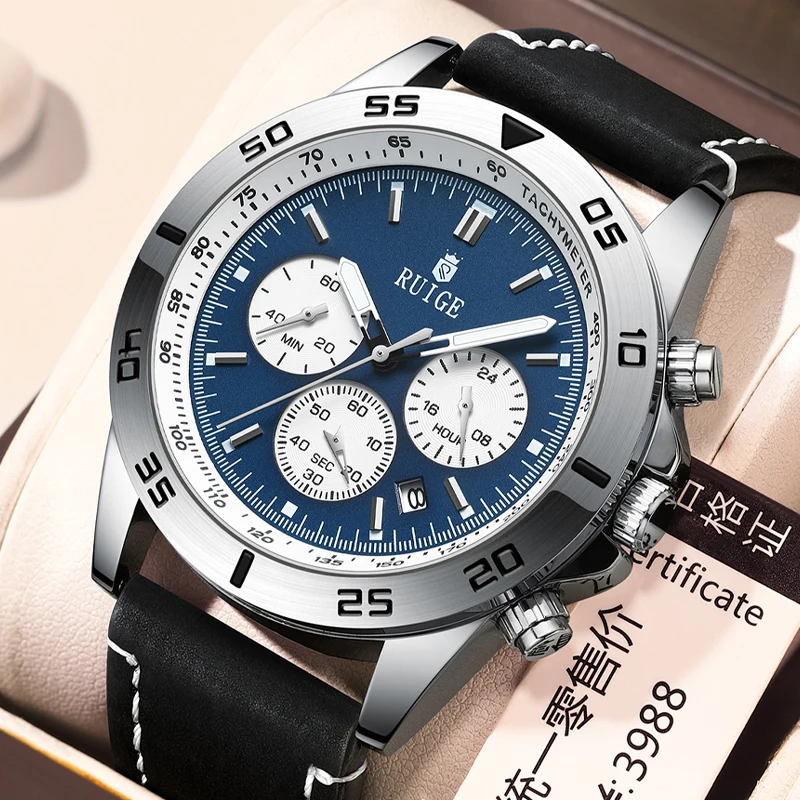 RUIGE-reloj-multifuncional-para-hombre-cron-grafo-de-pulsera-con-correa ...
