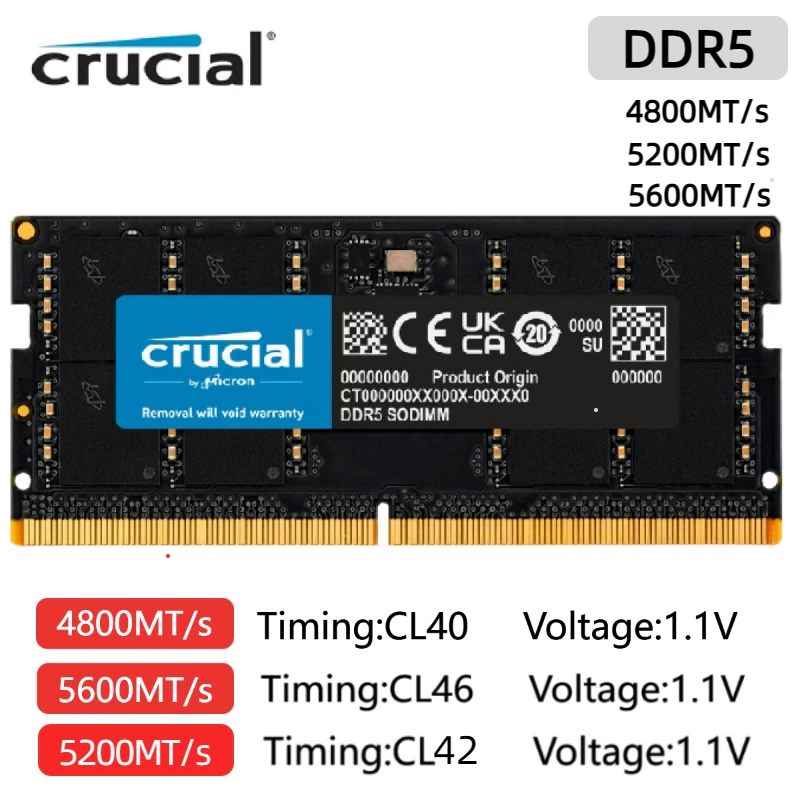 Crucial RAM DDR5, 4800MHz, 5200MHz, 5600MHz, DDR4, 3200MHz, 16GB, 32GB ...