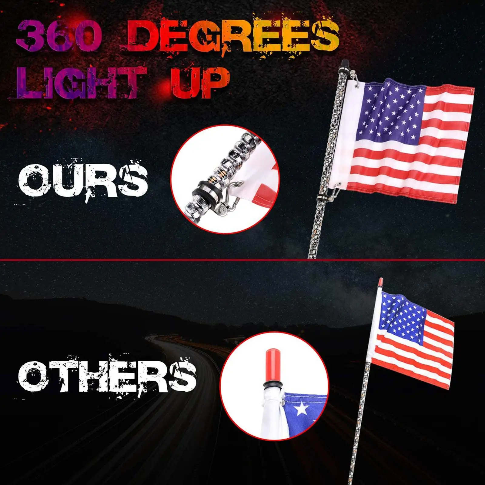 RGB Flag Pole Light Beach Chess Atmosphere Light Off-road Brake Light ...