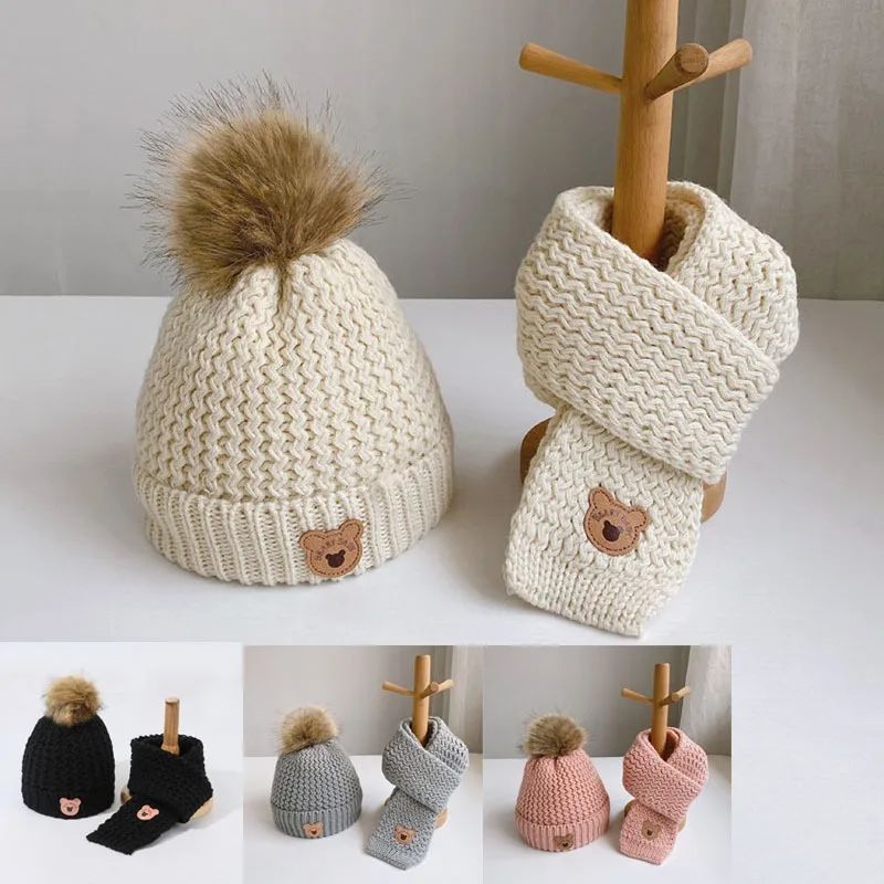 Autumn-and-winter-children-s-hats-and-scarves-two-sets-of-padded-warm ...