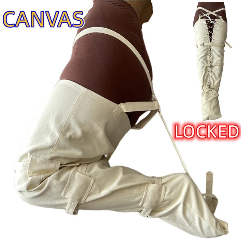 BDSM-Self-Bondage-Heavy-Duty-Canvas-Legs-Binder-Kneeling-Restraints ...