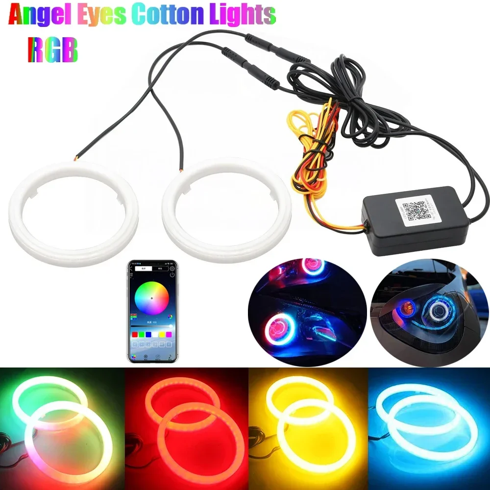 2PCS-12V-24V-DC-LED-Angel-Eyes-Cotton-Lights-with-Turn-Signal-Lights ...