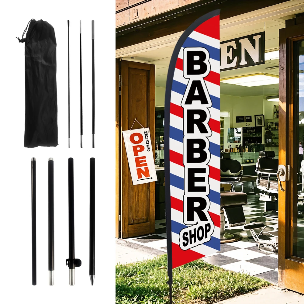 Barber Shop Hair Design Haircut Feather Flag With Flagpole Outdoor ...