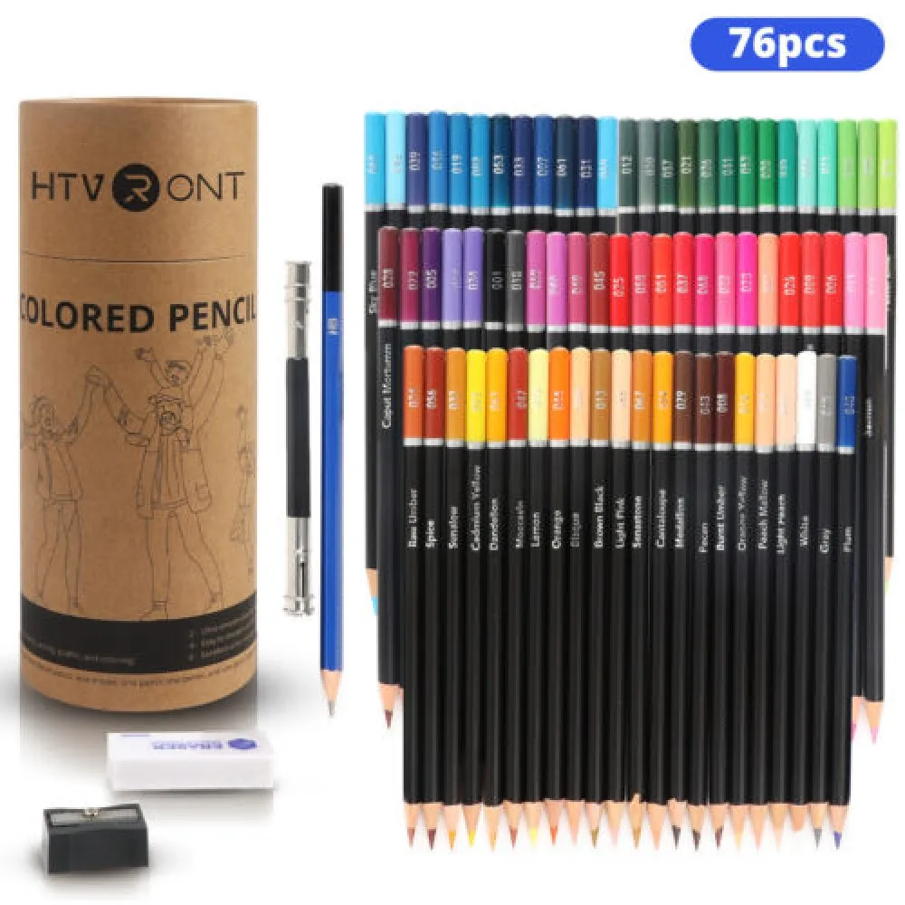 HTVRONT-76PCS-Colored-Pencils-with-Sketch-Pencil-Sharpener-Eraser ...