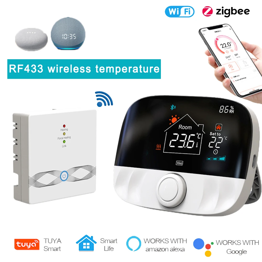 Smehoart Tuya WiFi Smart RF Wireless Thermostat RF433 Water Gas Boiler ...