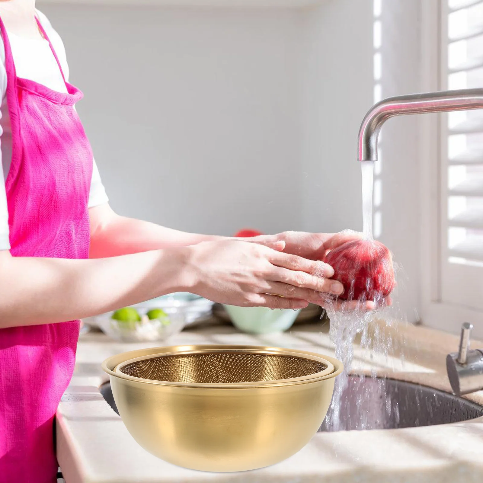 Stainless-Steel-Double-Mixing-Bowl-Kitchen-Strainer-Basket-Rice-Washer ...