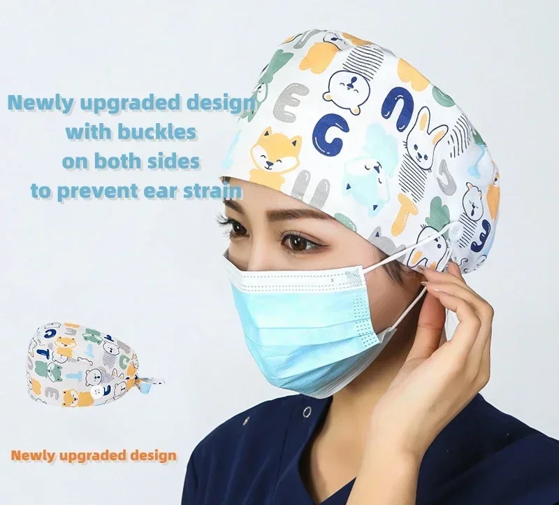 Christmas-Printed-Scrub-Cartoon-Beauty-Cleaning-Nursing-Cap-Hat-Lab-Pet ...