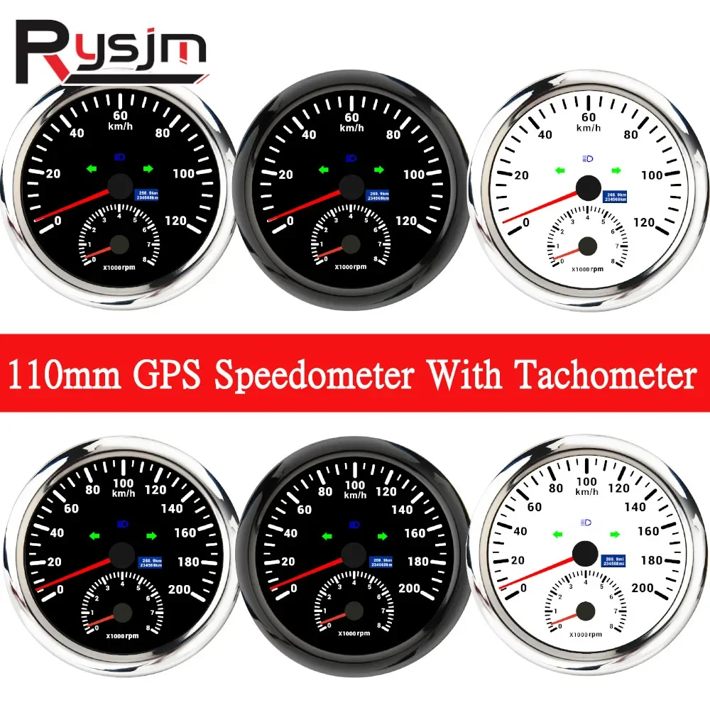 HD-120km-h-200km-h-GPS-Speedometer-Tachometer-0-8000-RPM-110mm-Speed ...