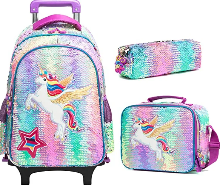 Kids School Rolling Backpack For Girls School Trolley Bag School ...