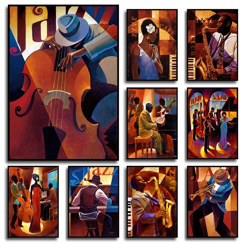 Abstract-Jazz-Musician-Saxophone-Trumpeter-Singer-Vintage-Poster-Canvas ...
