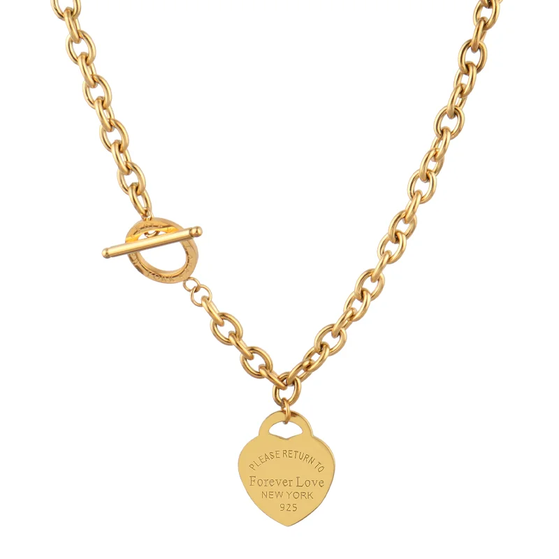 Collares de acero inoxidable con colgante de corazón de amor eterno ...