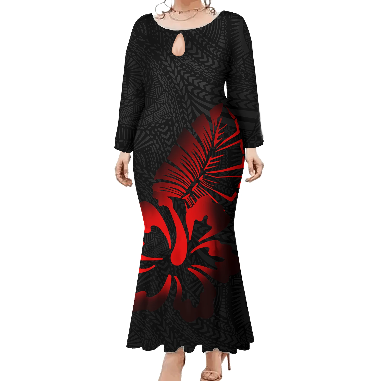 Samoan Puletasi Dress Tradition Polynesian Print Custom Pattern Mermaid ...