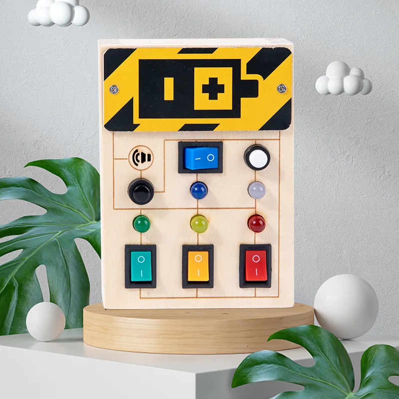 Busy-Board-Wood-Kids-Electronic-Busyboard-Montessori-LED-Light-Physical ...
