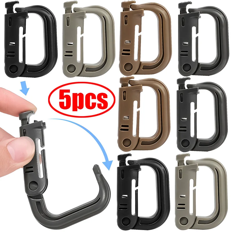 5PCS-Grimloc-Molle-Carabiner-D-Locking-Ring-Plastic-Clip-Snap-Type-Ring ...