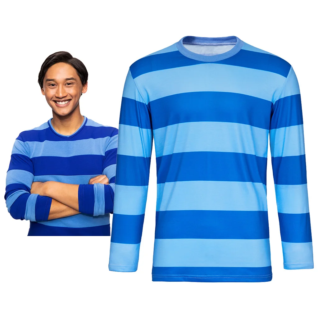 Adult-Men-Blue-s-Clues-Josh-Cosplay-Costume-Shirt-Josh-Blue-Striped ...