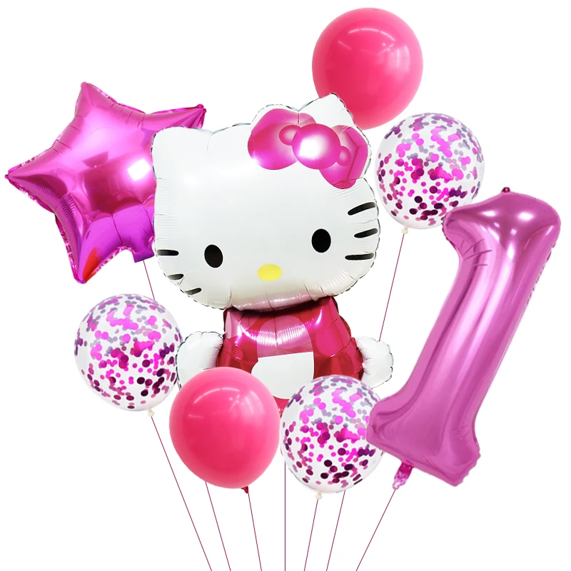 Juego de 8 globos de aluminio de Hello Kitty, globo de látex con ...