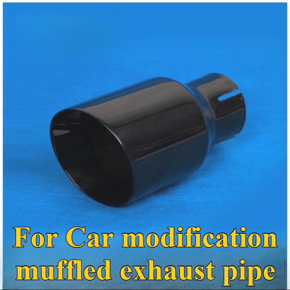For Car Exhaust Tip Stainless Steel Round Titanium Black Muffler Tail ...