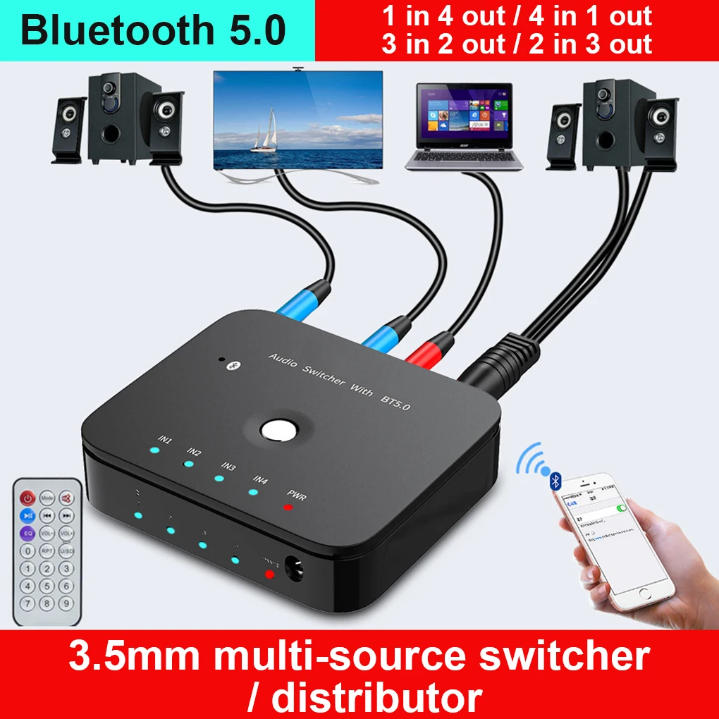 Stereo-Sound-Audio-Switcher-Smartphone-Remote-Control-Bluetooth ...