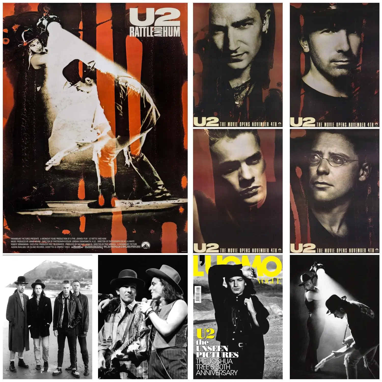 U-2-Rattle-and-Hum-Singer-Poster-Canvas-Decorative-Art-and-Wall-Art ...