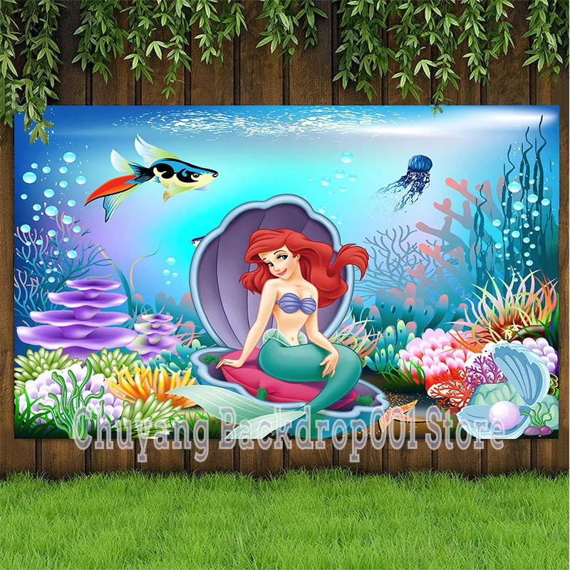 Disney-Little-Mermaid-Ariel-Birthday-Photography-Backdrop-Kids-Cake ...