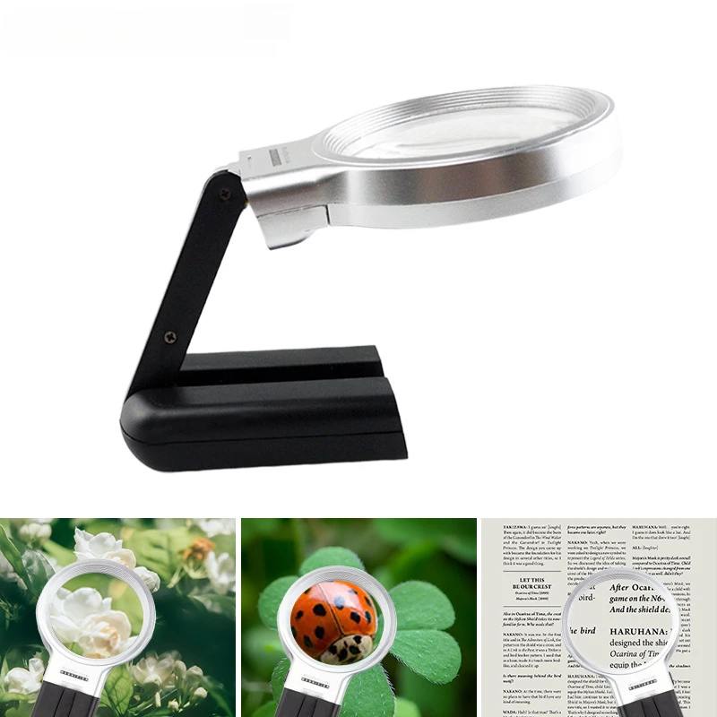 Foldable Desktop LED Magnifier 3x Portable Handheld Desktop 2-in-1 ...